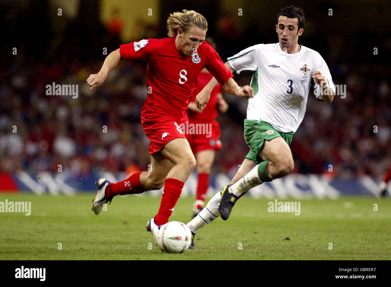 Wales' Craig Bellamy and Northern Ireland's Anthony Capaldi Stock Photo ...