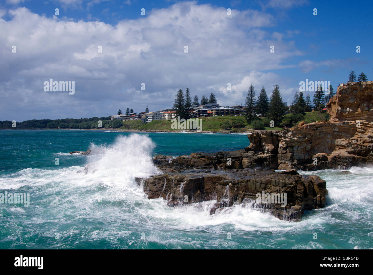 Rocky coast and surf Yamba NSW Australia Stock Photo - Alamy