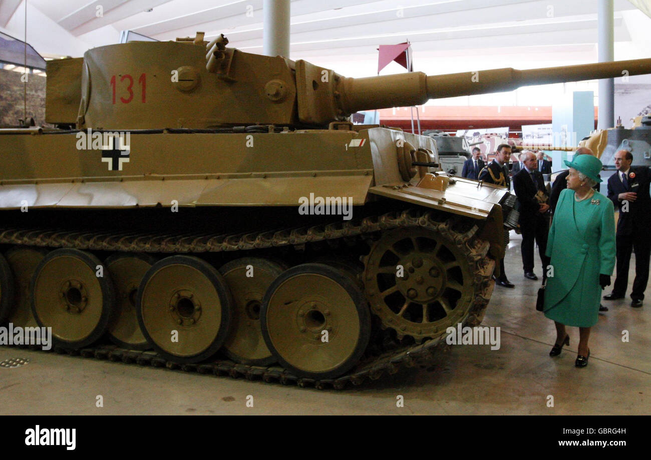 Queen Elizabeth II and the Duke of Edinburgh visit the Tank Museum in ...