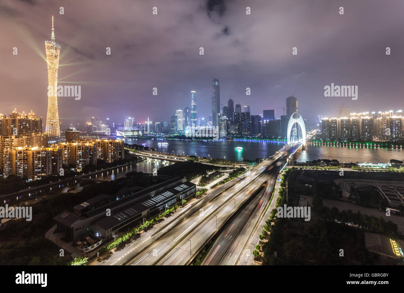 The night view of Guangzhou City Stock Photo - Alamy