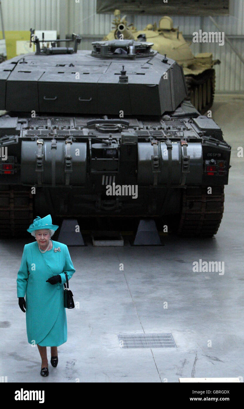 Queen Elizabeth II and the Duke of Edinburgh visit the Tank Museum in ...