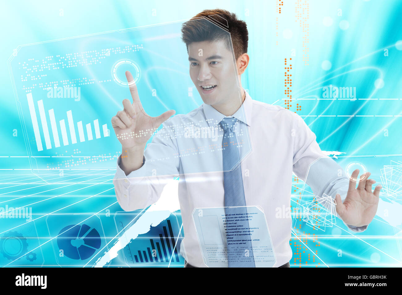 Network technology business man Stock Photo - Alamy