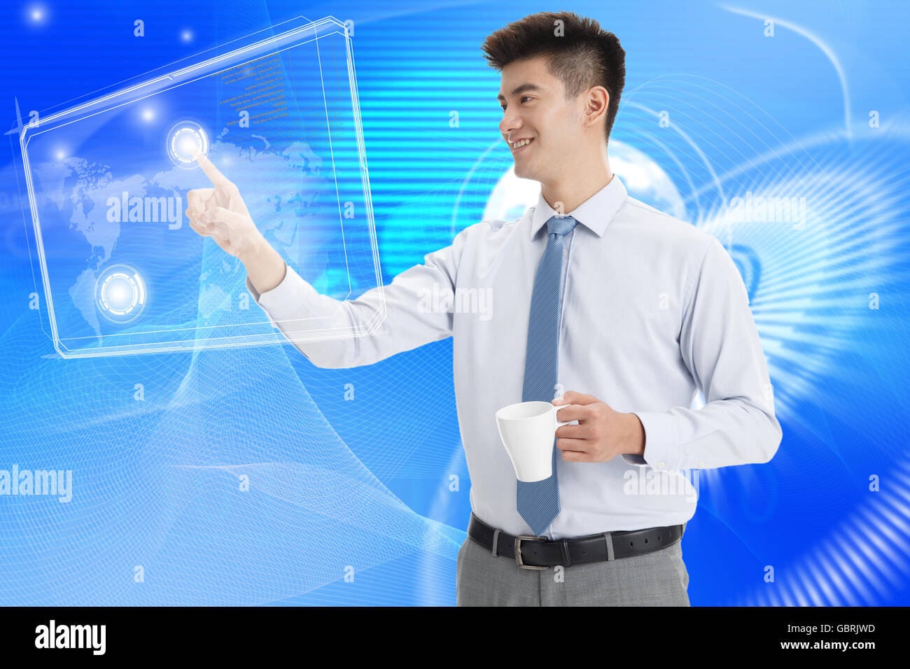 Network technology business man Stock Photo - Alamy