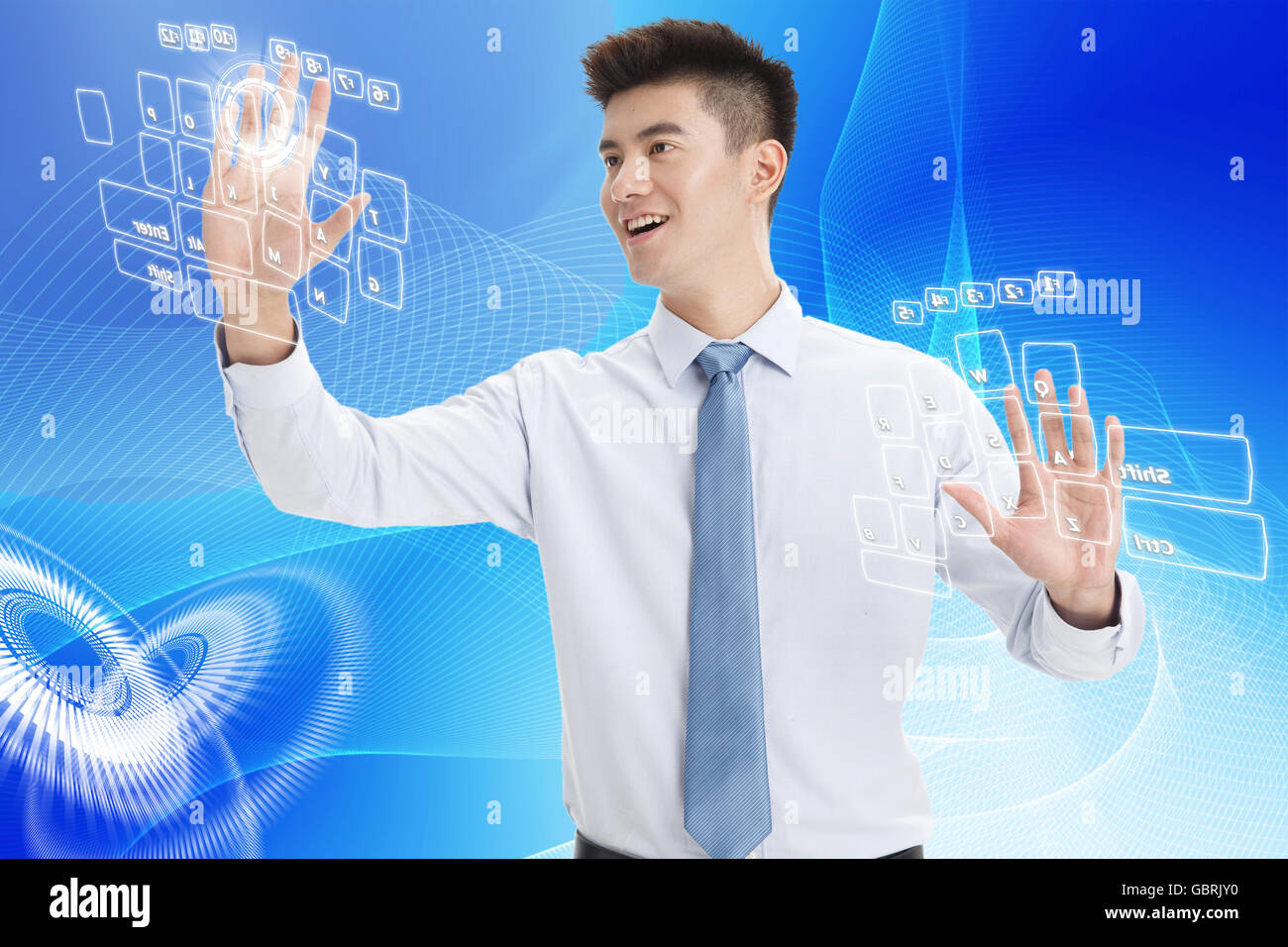 Network technology business man Stock Photo - Alamy
