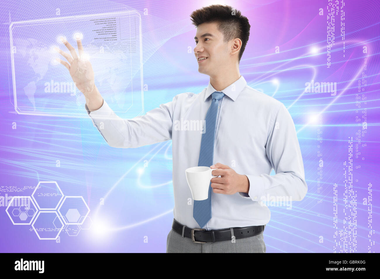 Network technology business man Stock Photo - Alamy