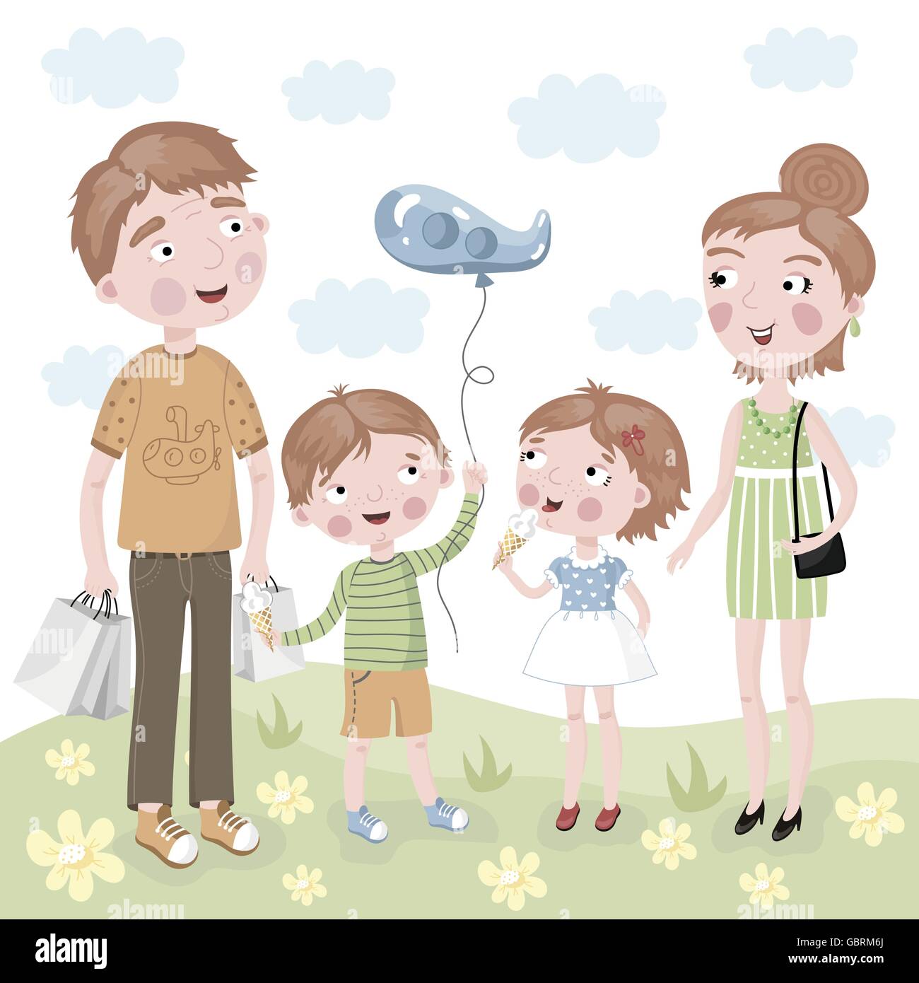 Family Shopping in vector cartoon style Stock Vector Image & Art - Alamy