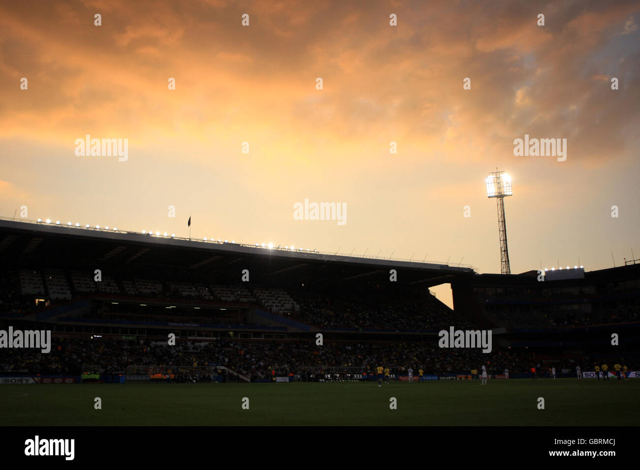 The sun sets over the Loftus Versfeld Stadium, Pretoria during the ...