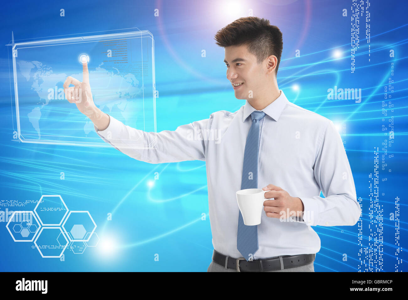 Network technology business man Stock Photo - Alamy