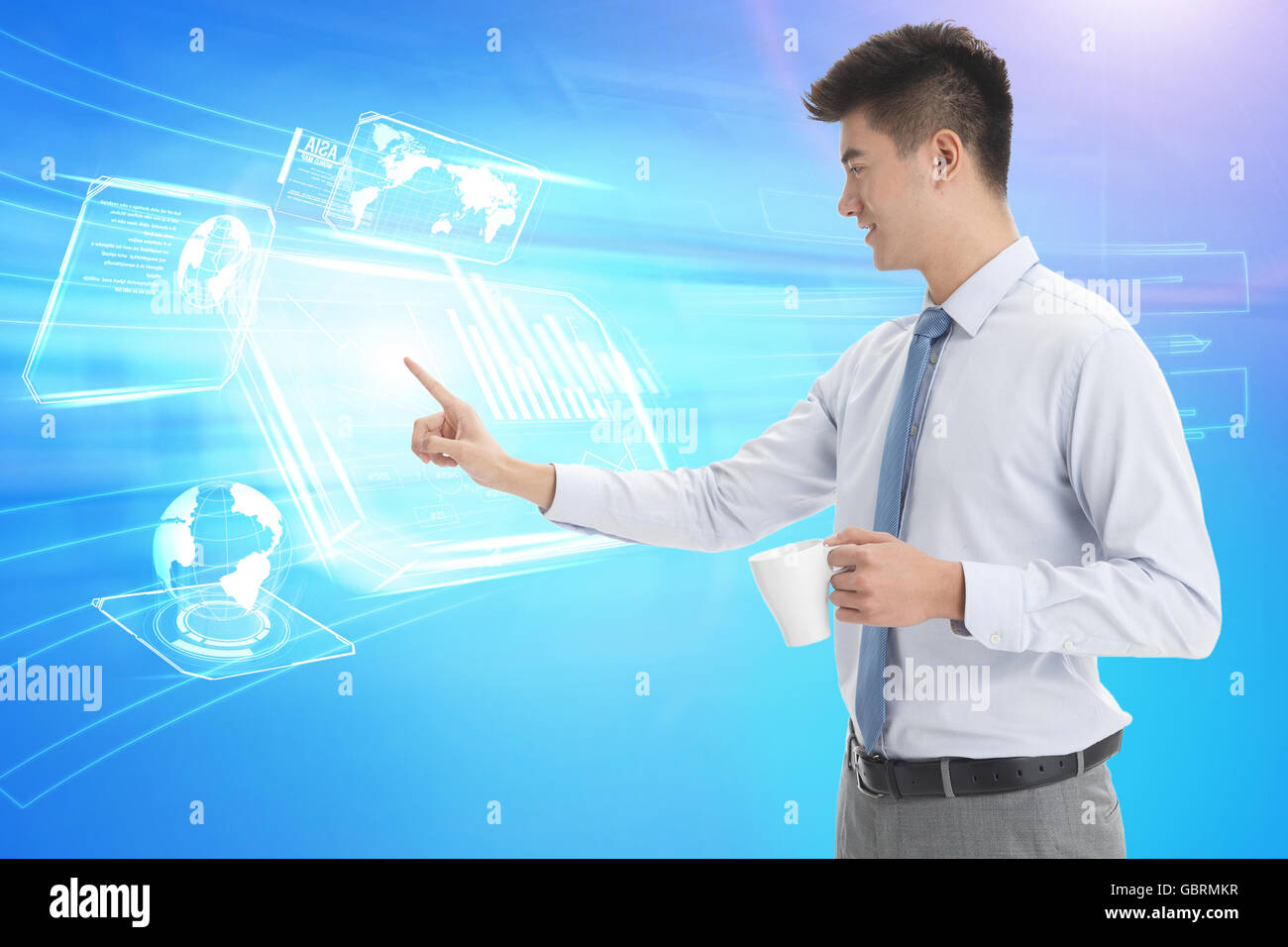 Network technology business man Stock Photo - Alamy