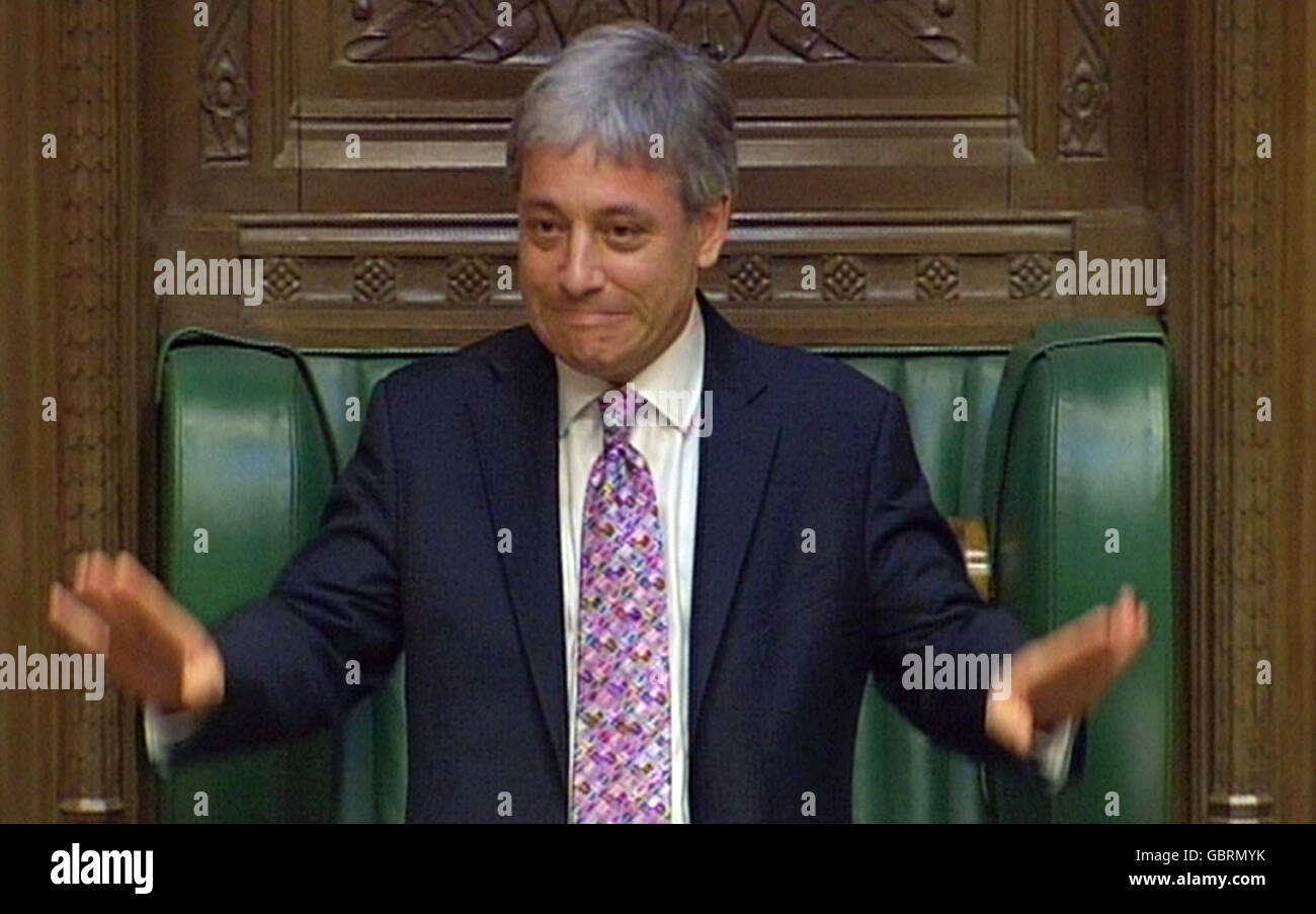 John Bercow MP addresses the House of Commons after winning the ballot ...
