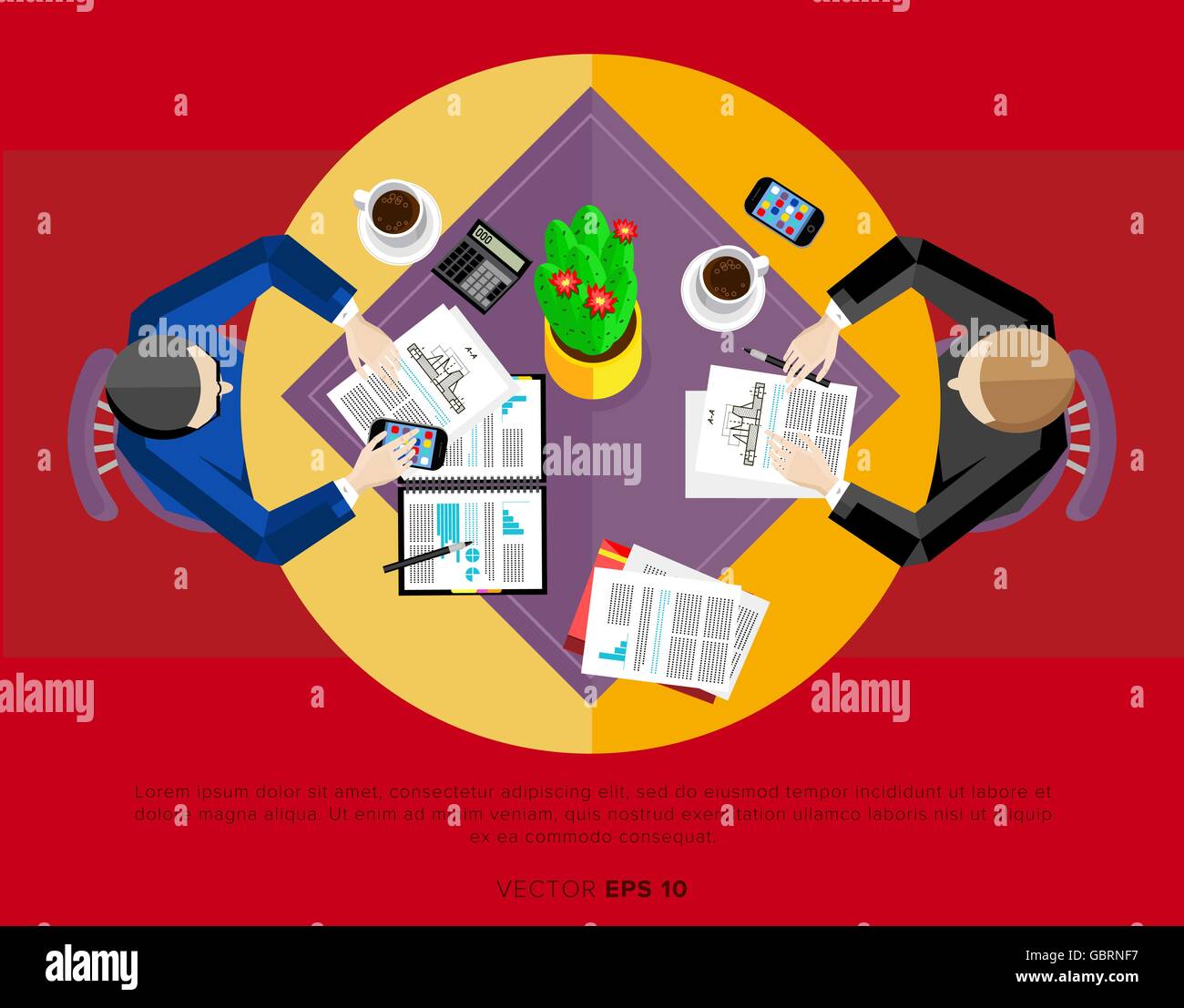 Two men at the negotiating table. Top view Stock Vector Image & Art - Alamy
