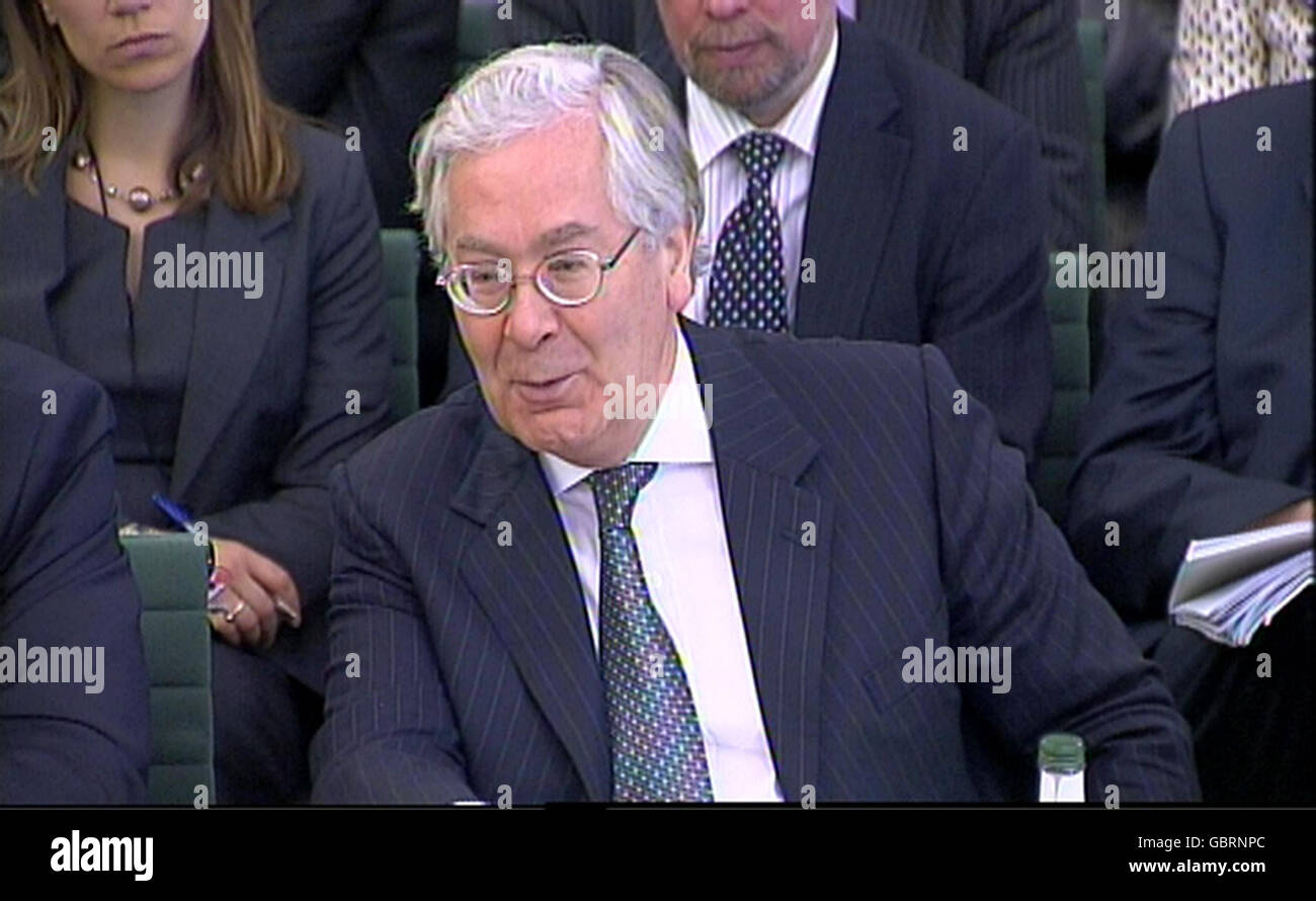 Mervyn King Treasury Select Committee Stock Photo - Alamy