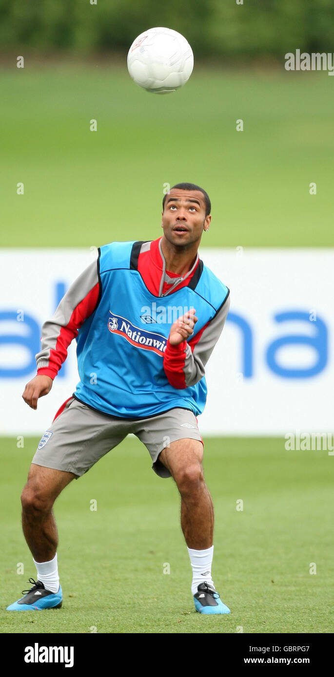 England's Ashley Cole during a training session at London Colney ...
