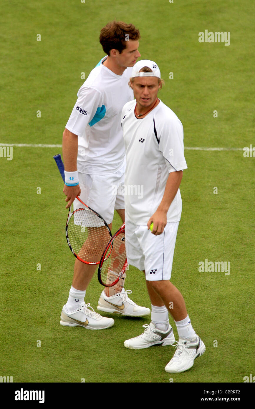 Great Britain's Andy Murray (left) with his doubles partner Australia's ...