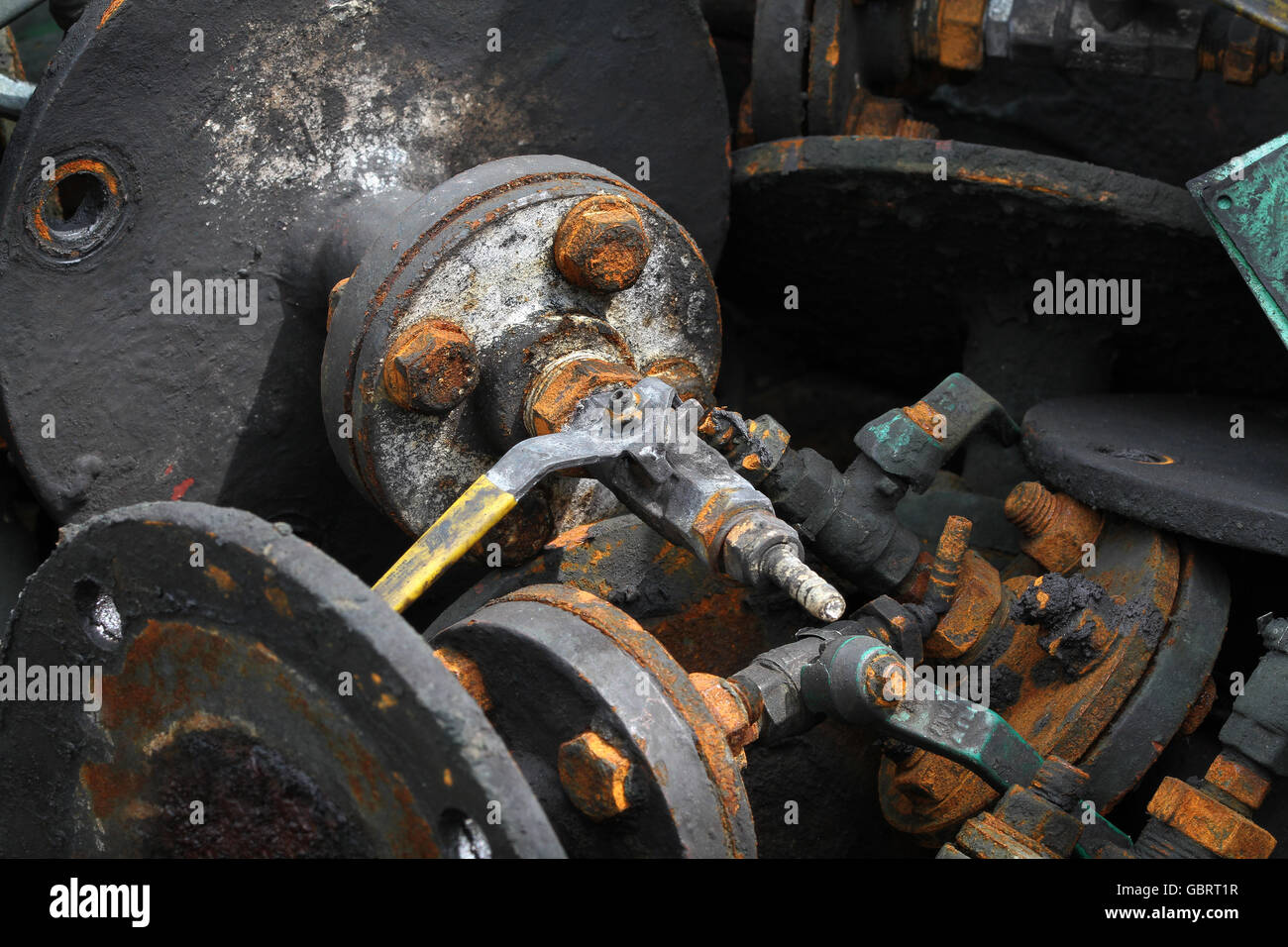 Valves pipes fittings and heavy corrosion on chemical plant equipment ...