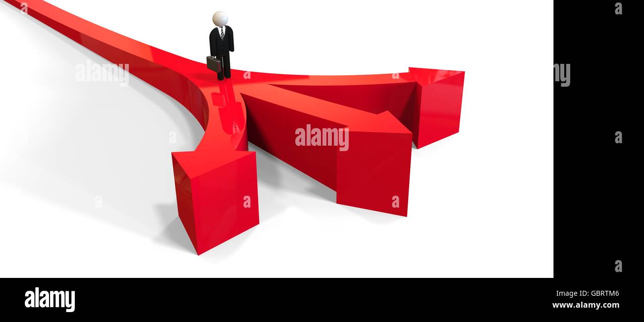 3D render image representing a businessmen choosing his path to succes ... 3D render image representing a businessmen choosing his path to succes ...