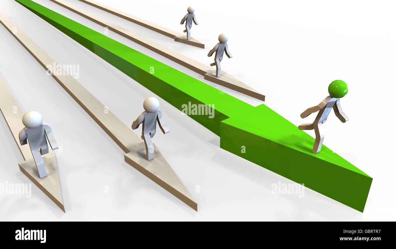 3D render image representing the leader running ahead of his ...