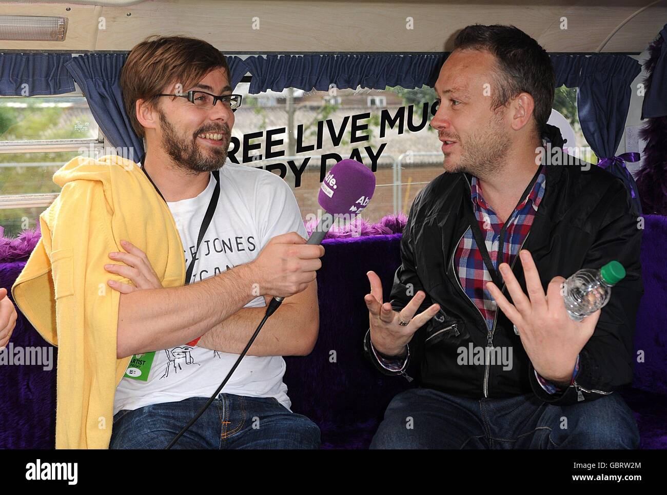 Felix Buxton (left) and Simon Ratcliffe from Basement Jaxx backstage at ...