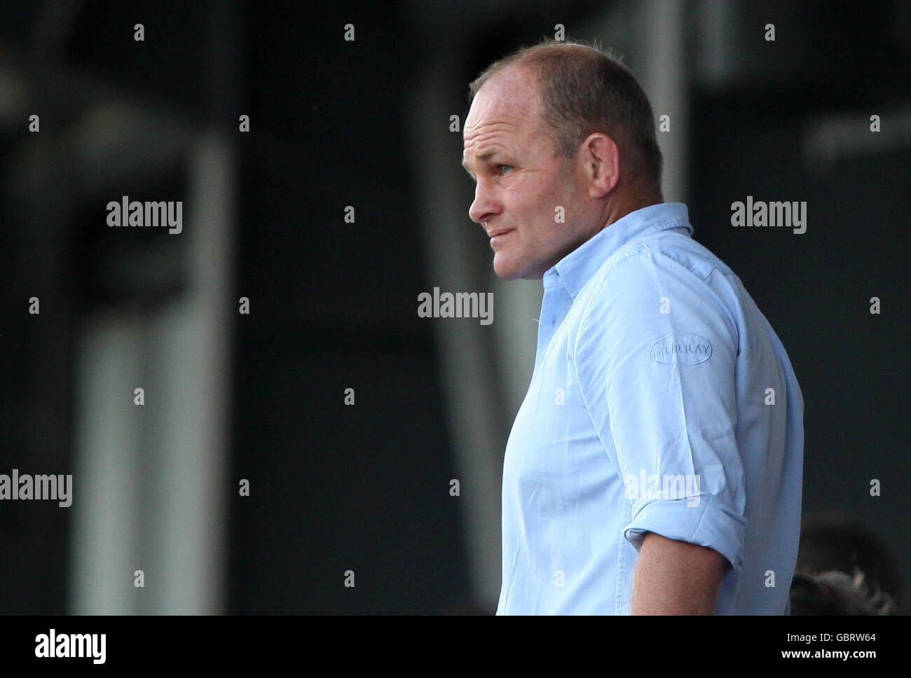 Scotland coach Andy Robinson looks on from the stands during the IRB ...