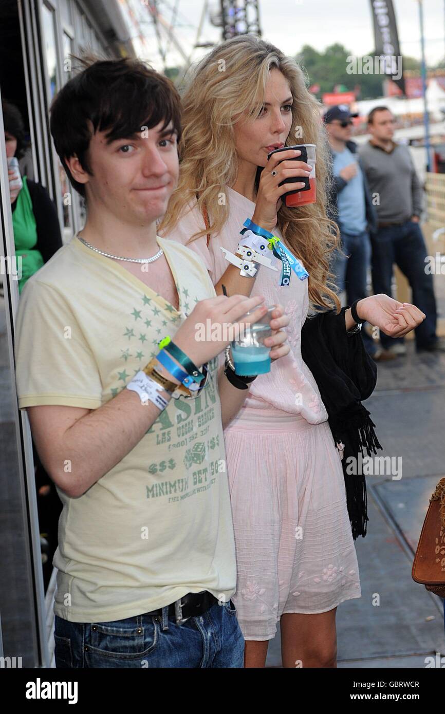 Tamsin Egerton (right) backstage at the Isle of Wight festival, in ...