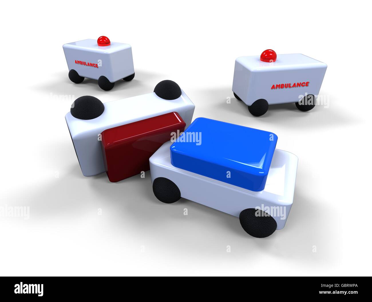 3D render image representing a car crash scene Stock Photo - Alamy