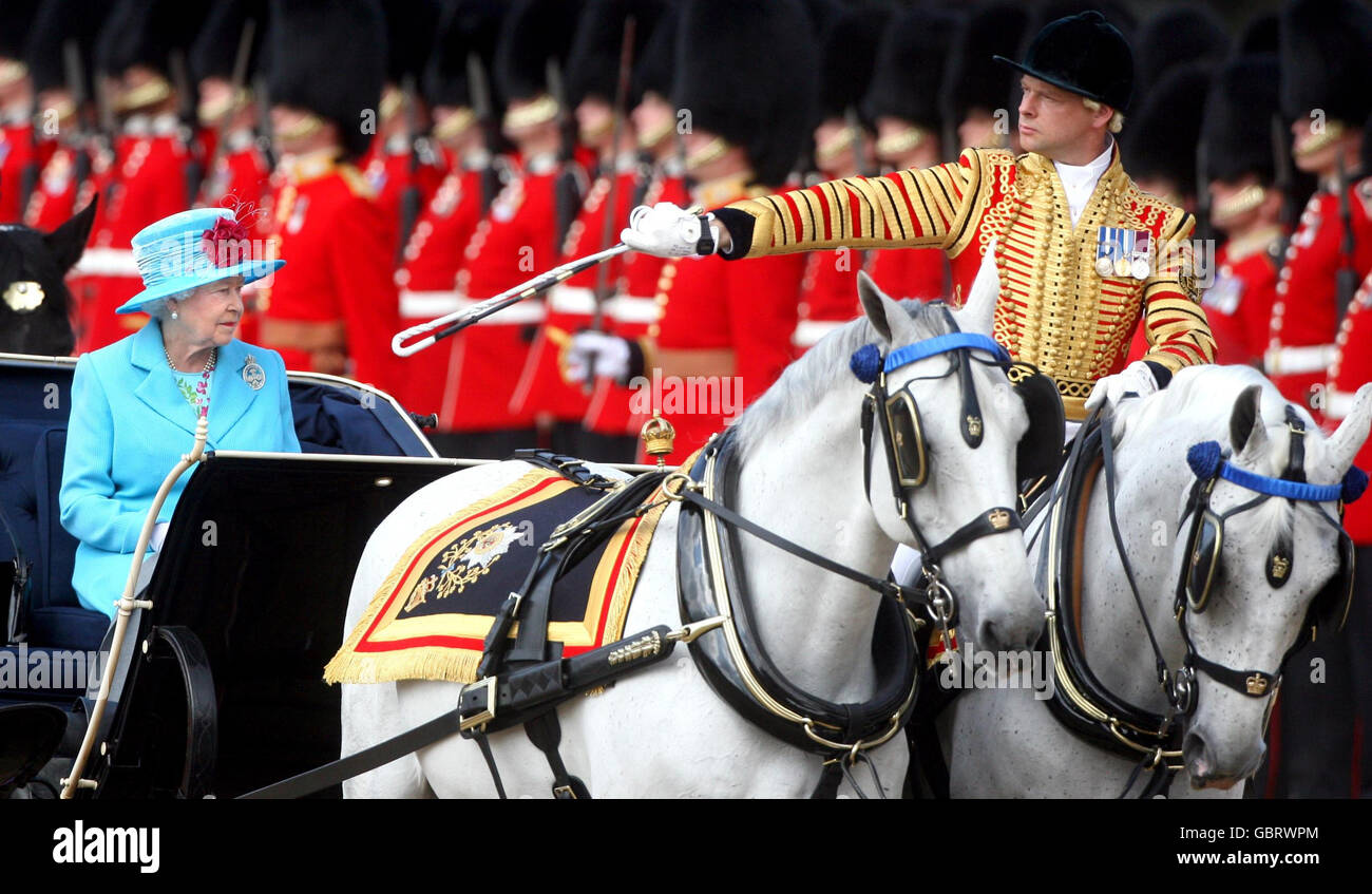 Queen Elizabeth II on Horse Guards Parade during the annual Trooping ...
