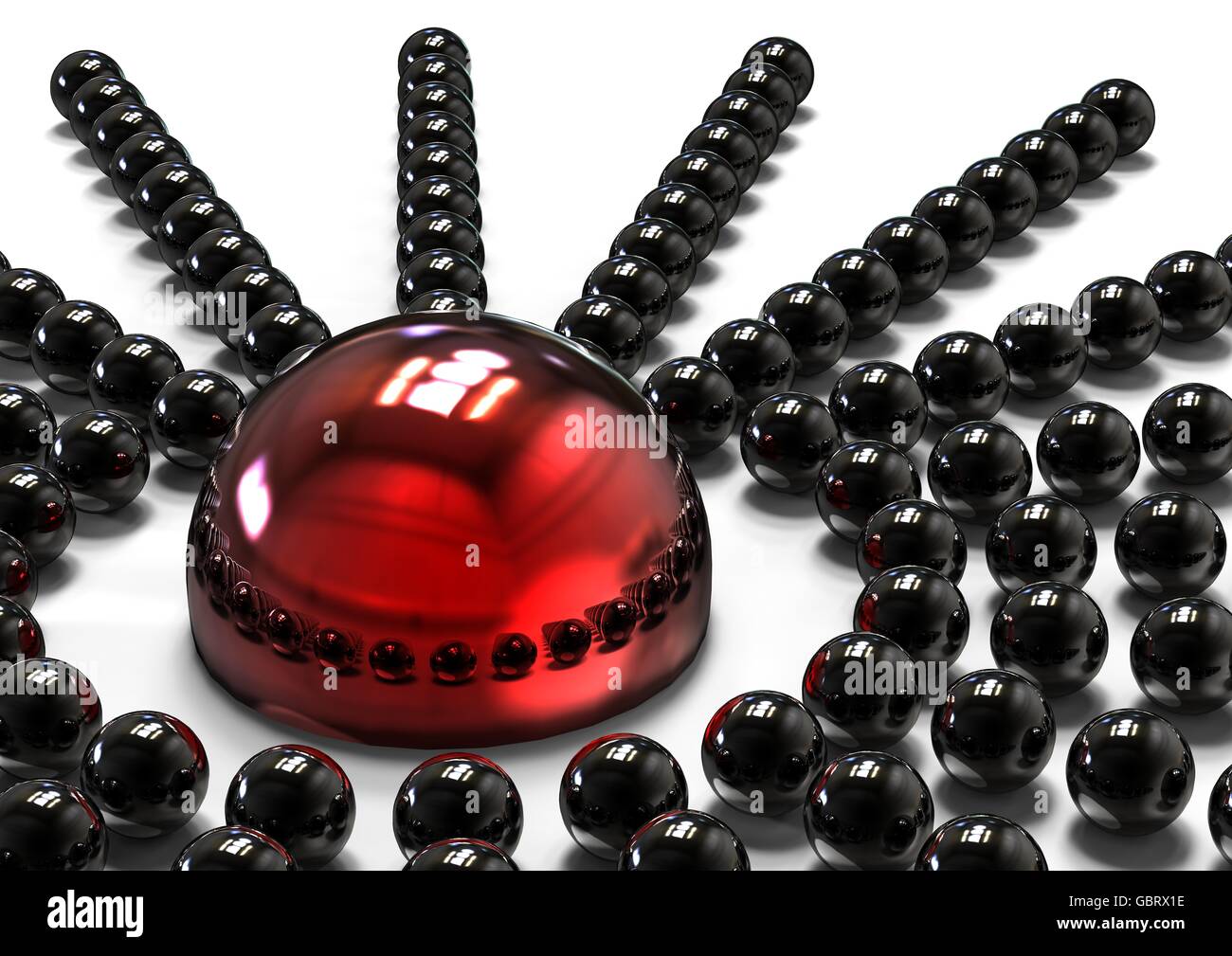 3D render image of a group of sphere representing a focus group and a ...