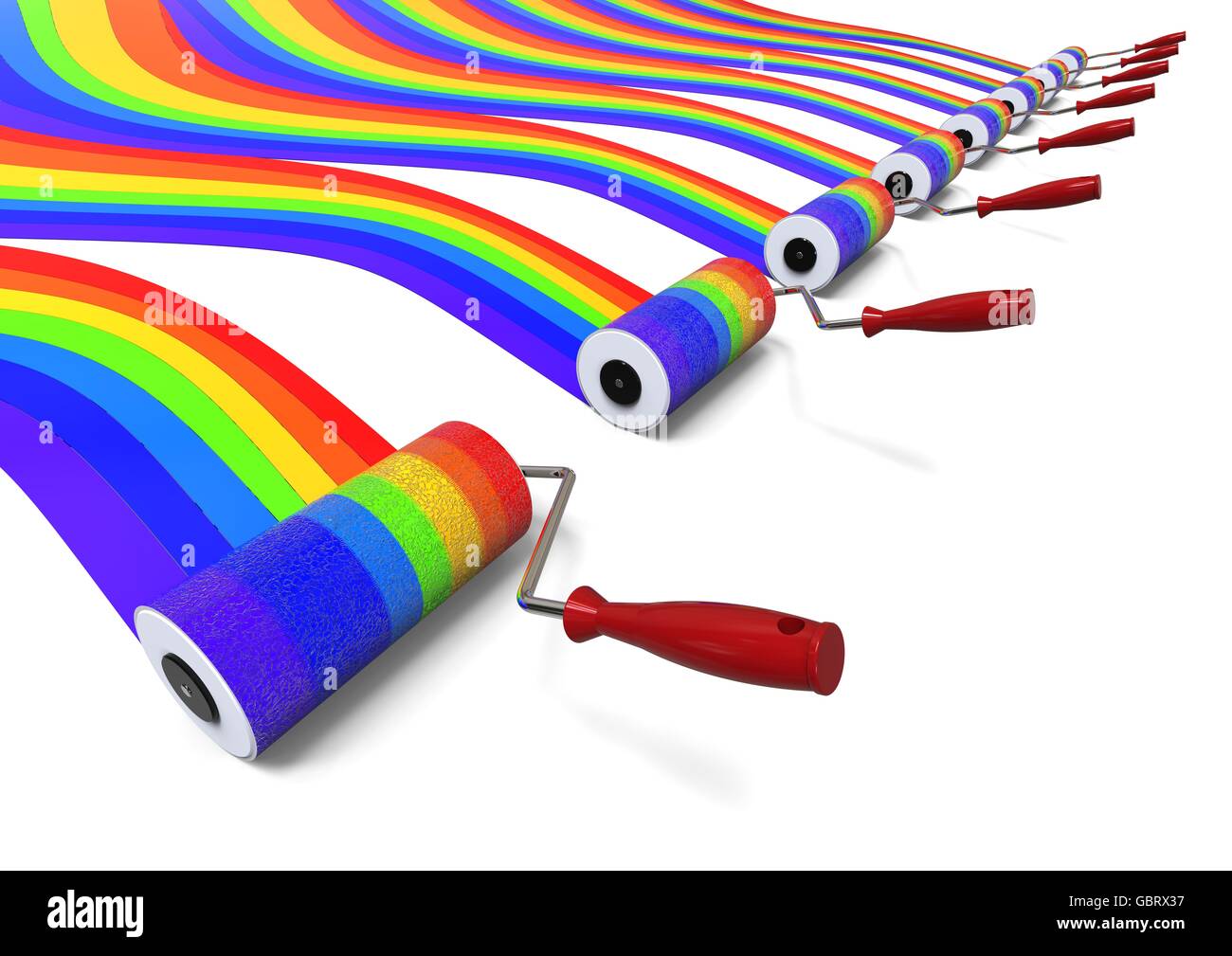 3D render image of brushes arranged in a row representing a background ...