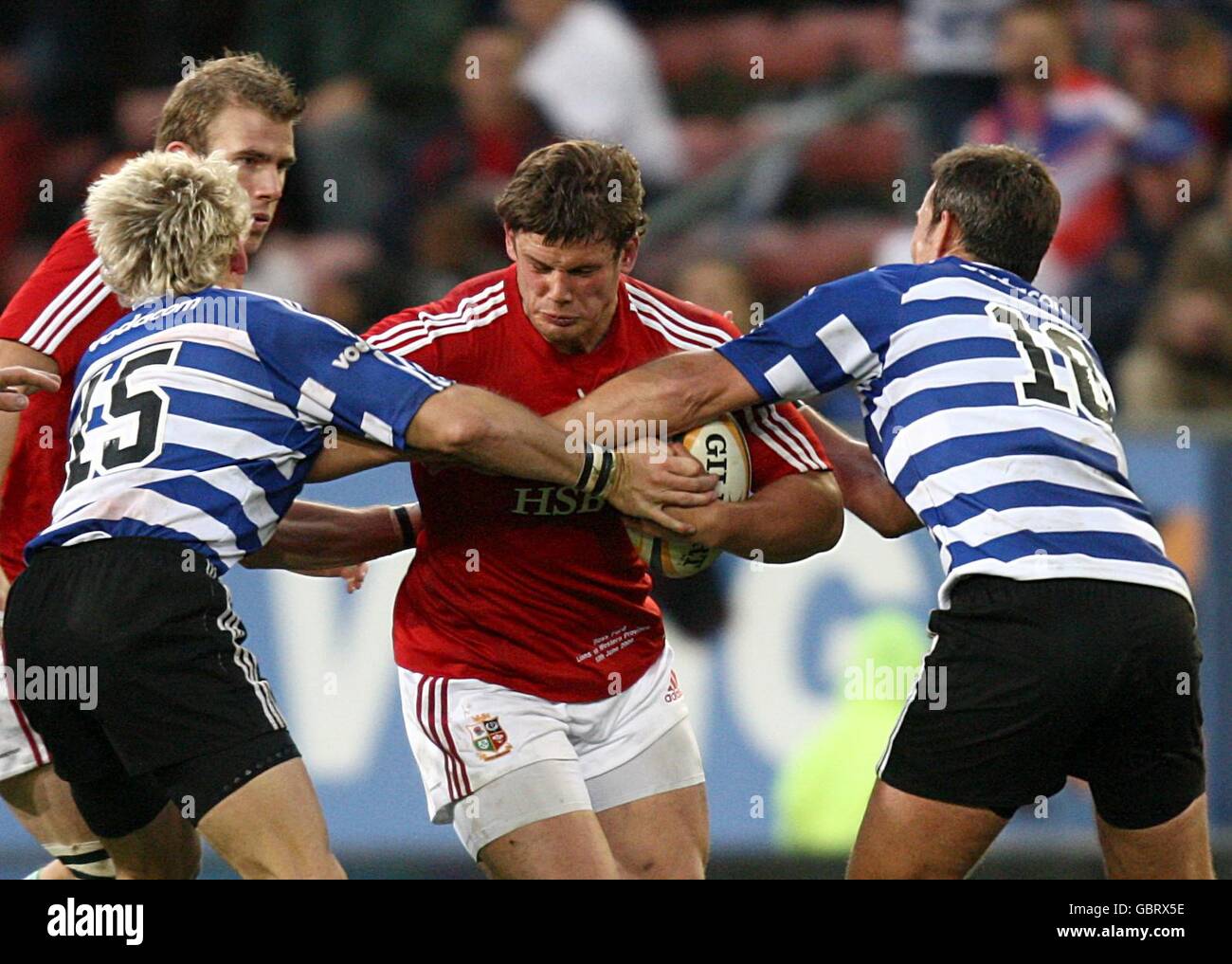 British and Irish Lions' Ross Ford attacks the Western Province defence ...