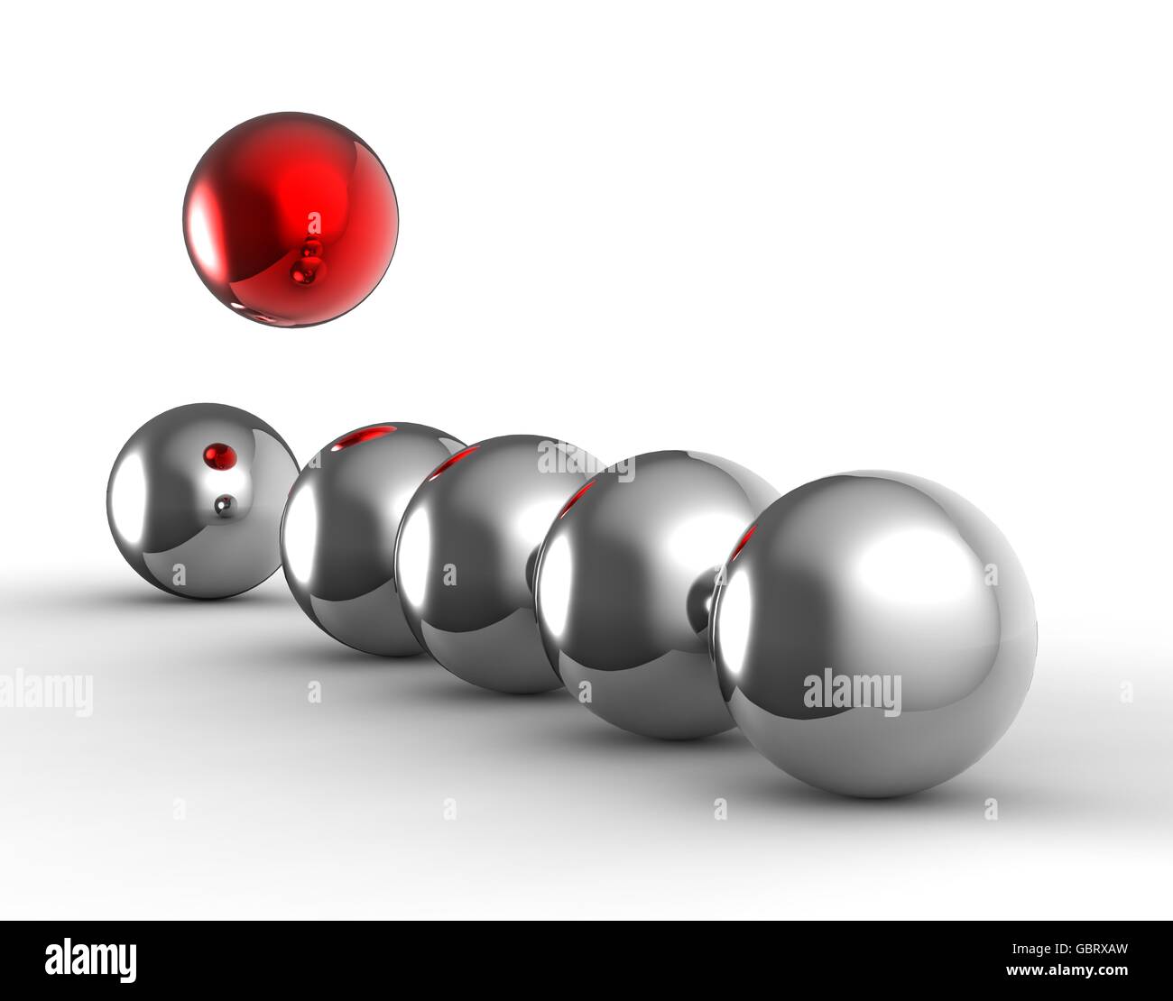 3D render image of row of sphere representing a stand out concept Stock ...