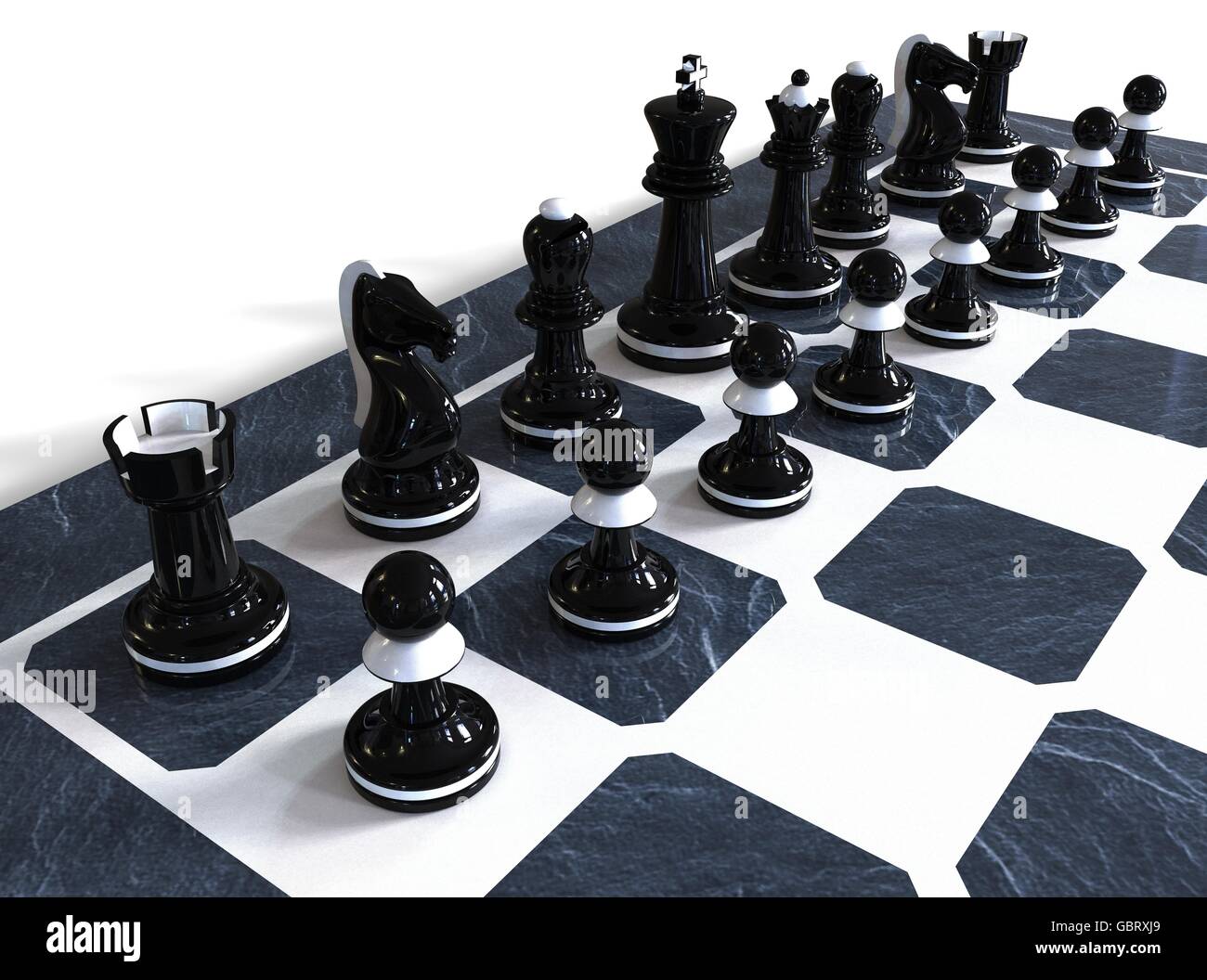 3D render image representing a Chess set / Chess set Stock Photo - Alamy