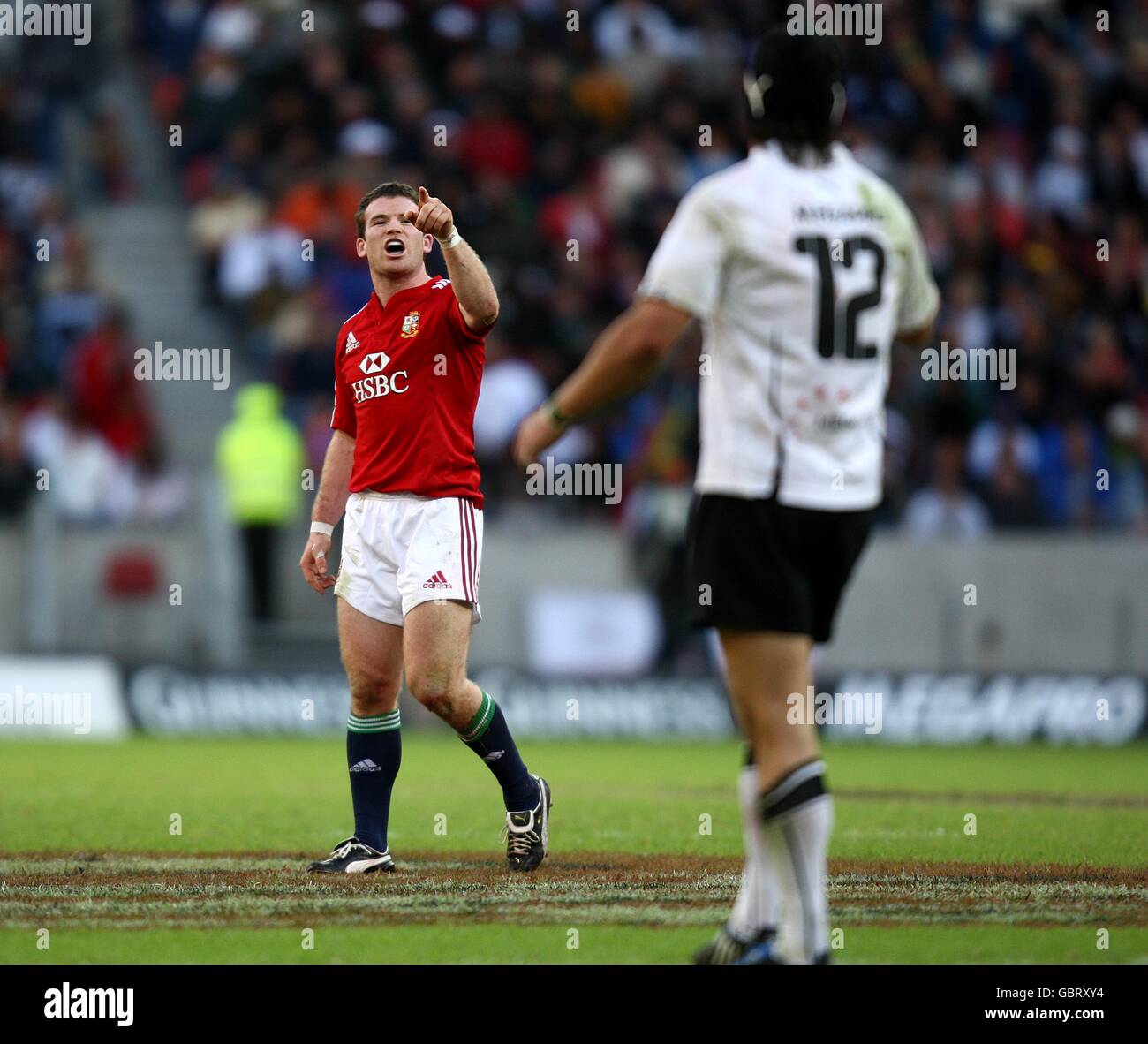British and Irish Lions' Gordon D'Arcy gestures towards the Southern ...