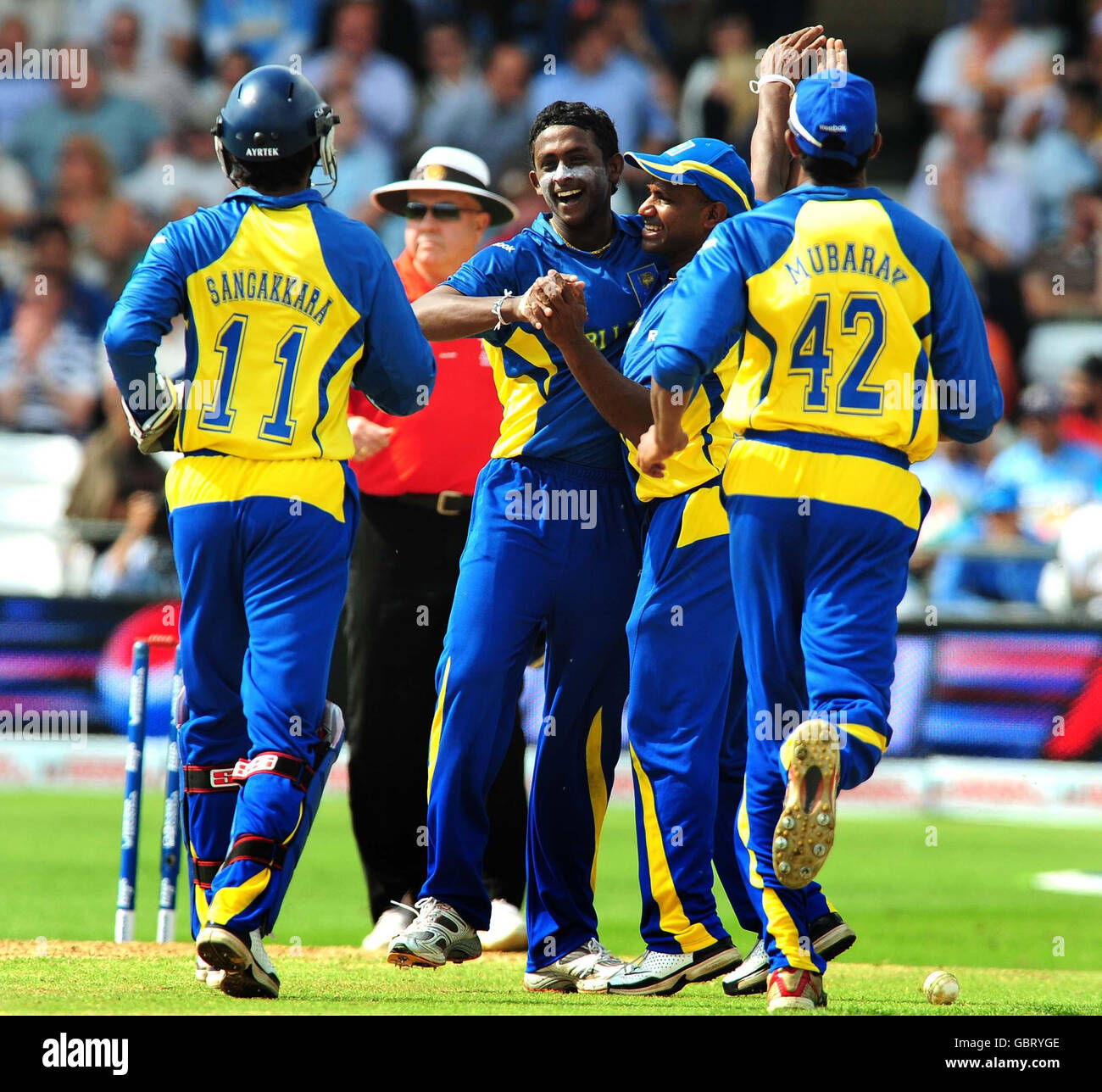 Sri Lanka's Ajantha Mendis celebrates the wicket of New Zealand's Ross ...
