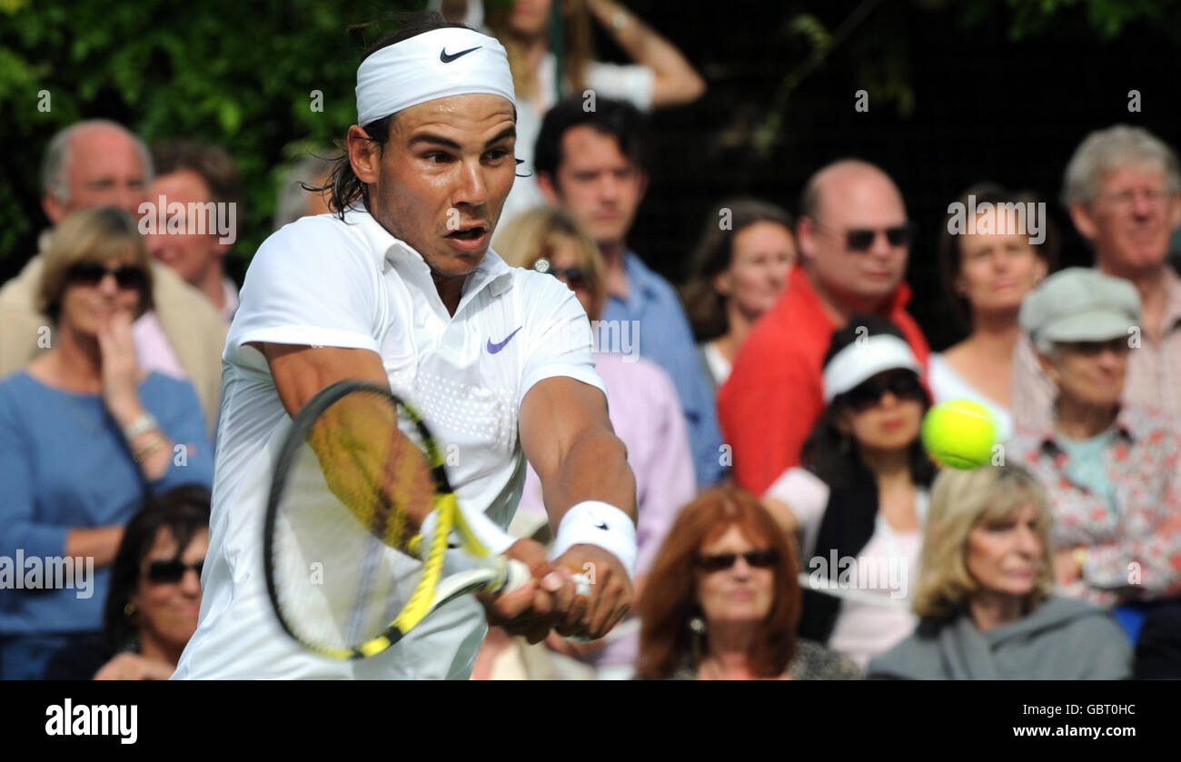 Spain's Rafael Nadal in action against Australia's Lleyton Hewitt at ...