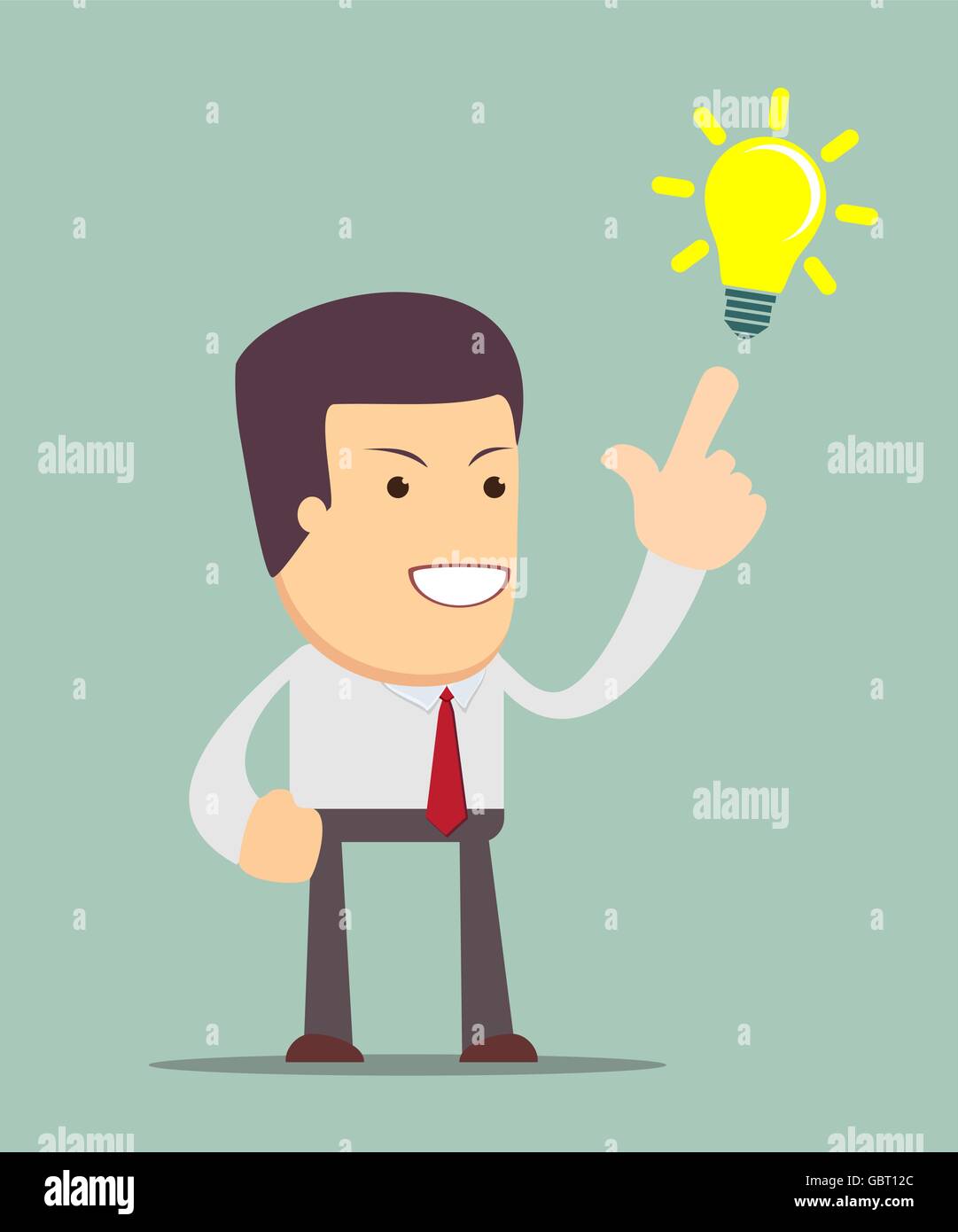 businessman pointing at light bulb Stock Vector Image & Art - Alamy