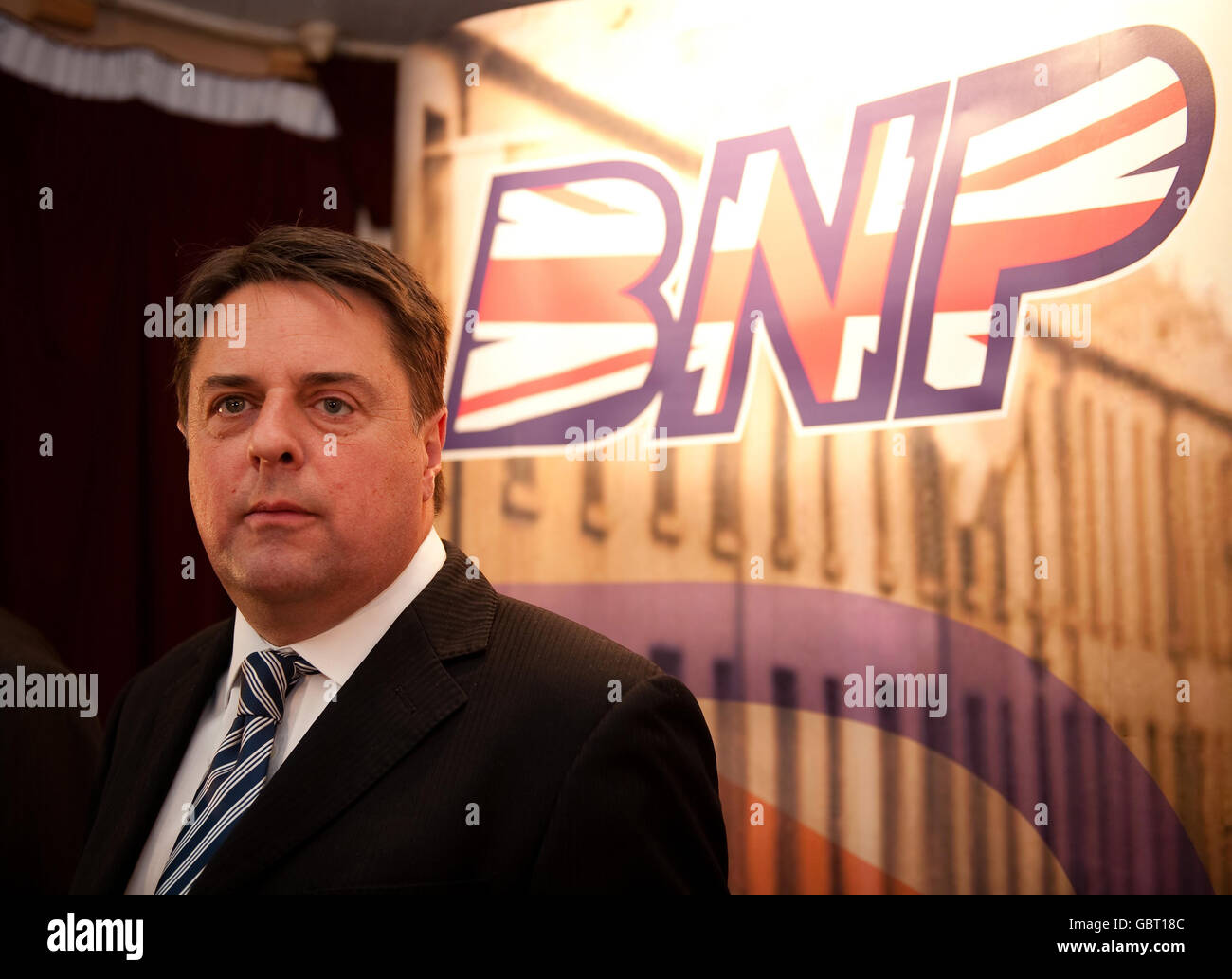 BNP Party leader Nick Griffin poses for photographers at the Kimberley ...
