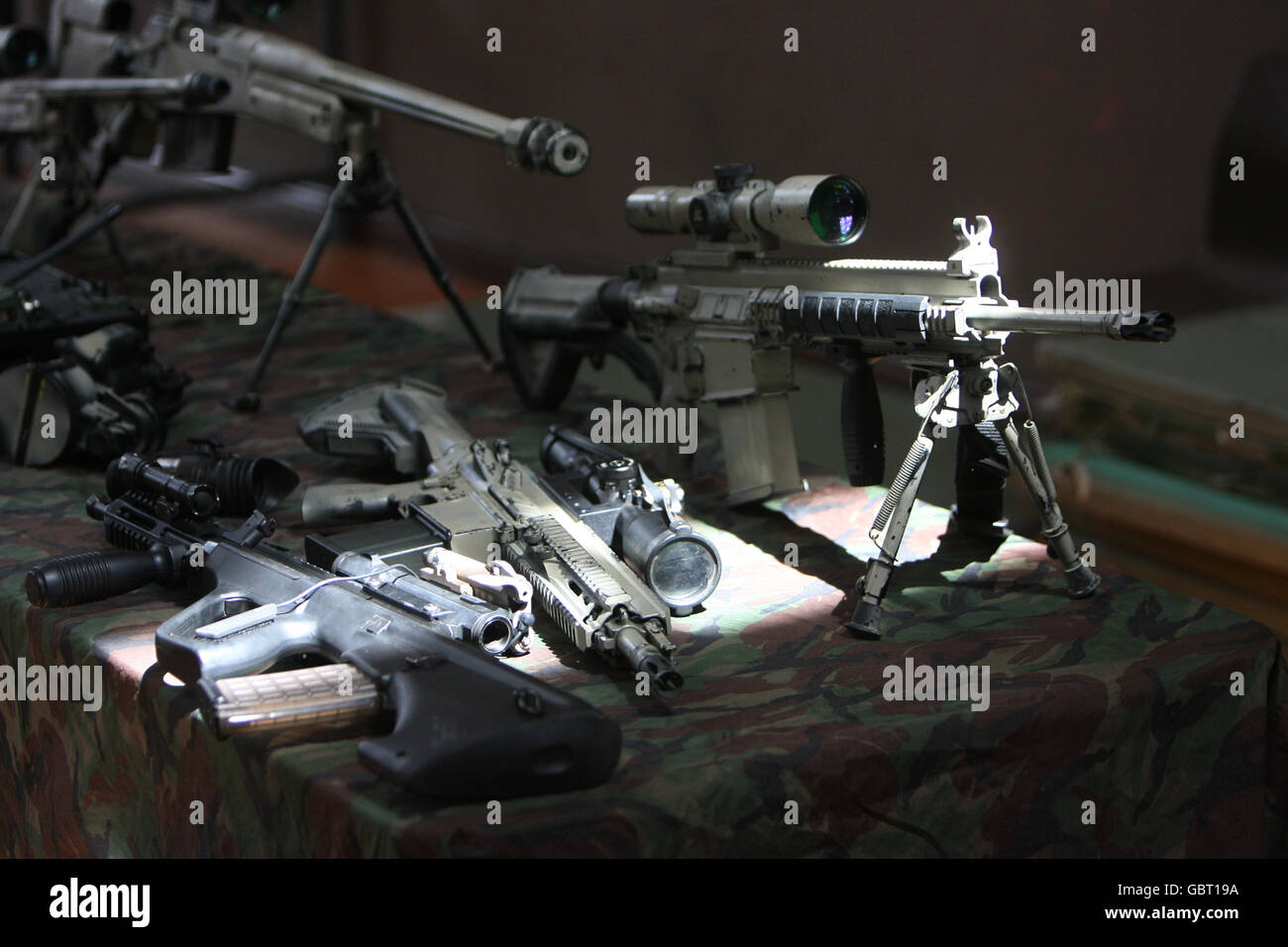Sniper rifles used by Irish Army Ranger Wing at the Curragh Camp in Co ...