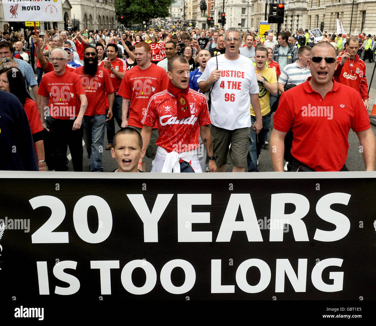 A protest march supporting the families of the 96 fans who died in the ...