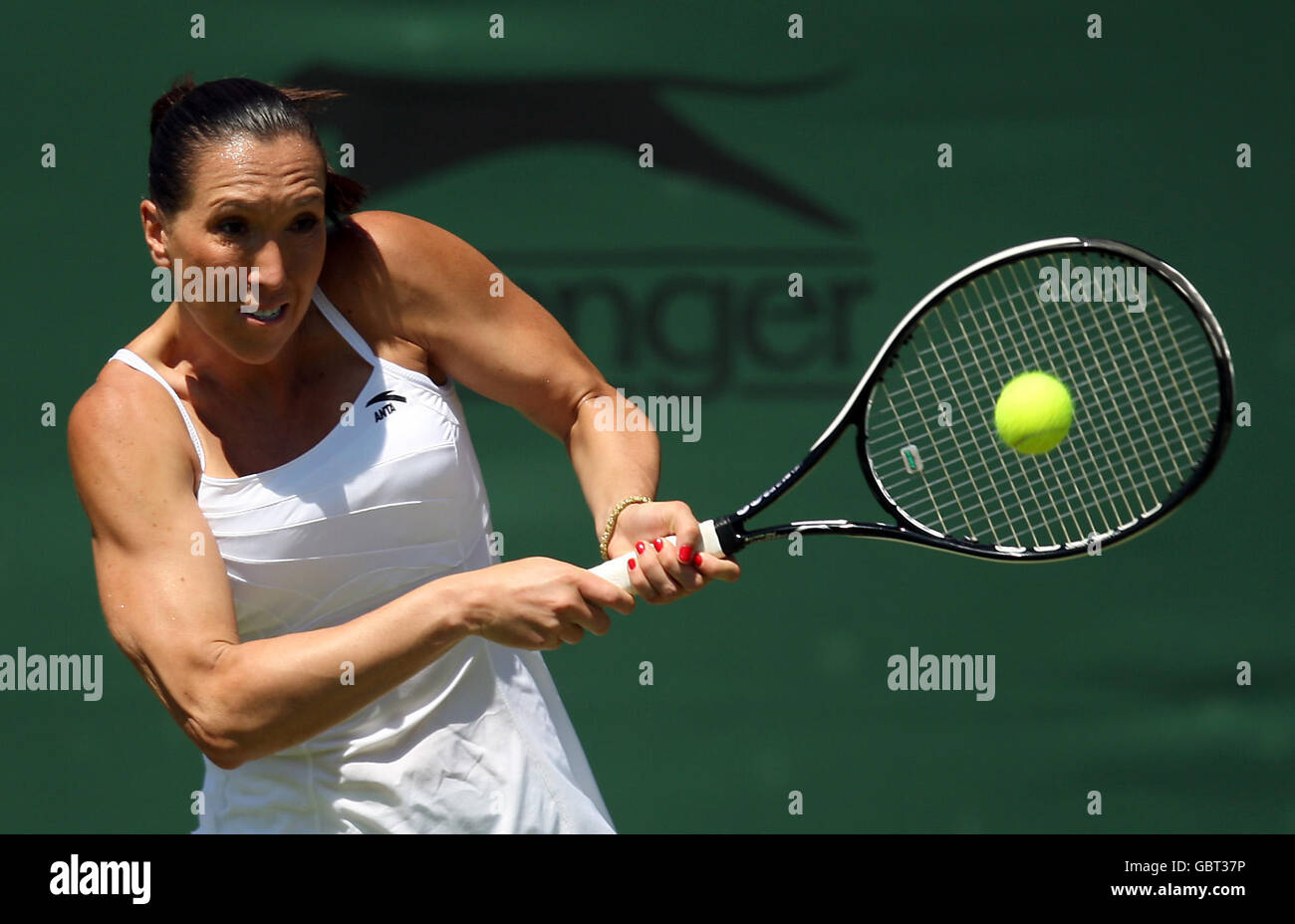 Serbia's Jelena Jankovic in action against Germany's Julia Goerges ...