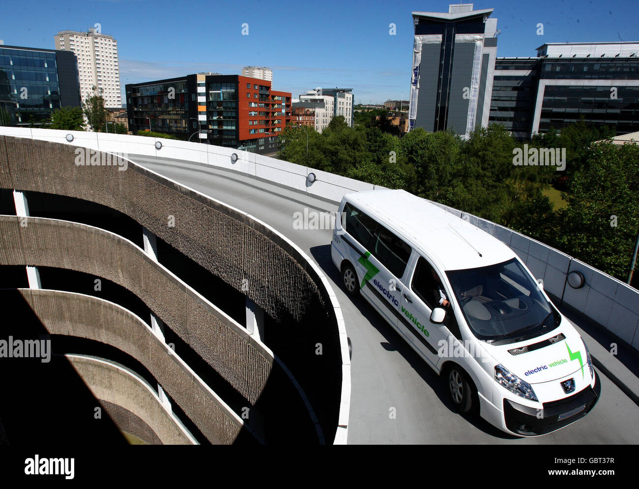 An electric car is driven in Concert Square car park in Glasgow. Allied ...