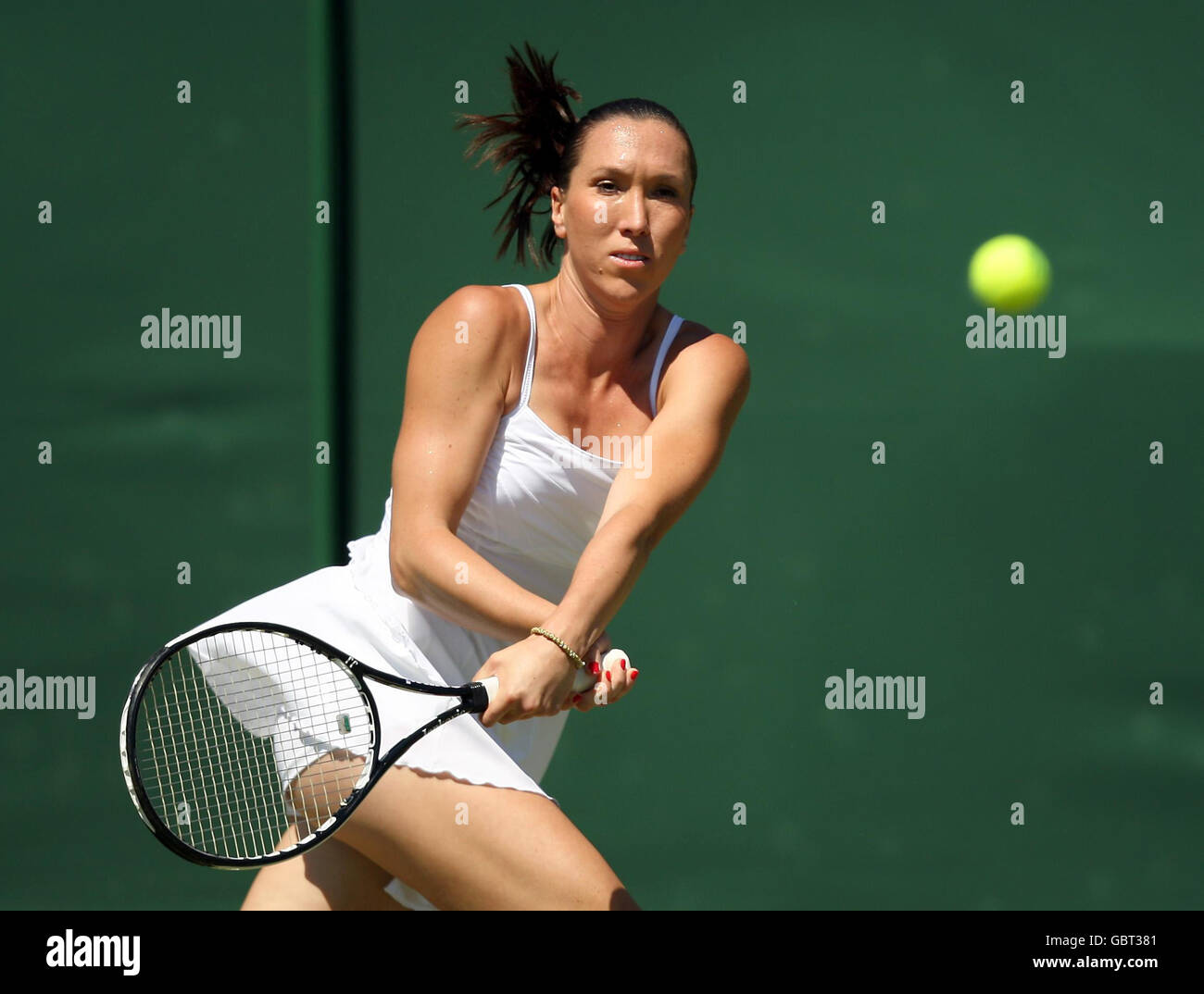 Serbia's Jelena Jankovic in action against Germany's Julia Goerges ...