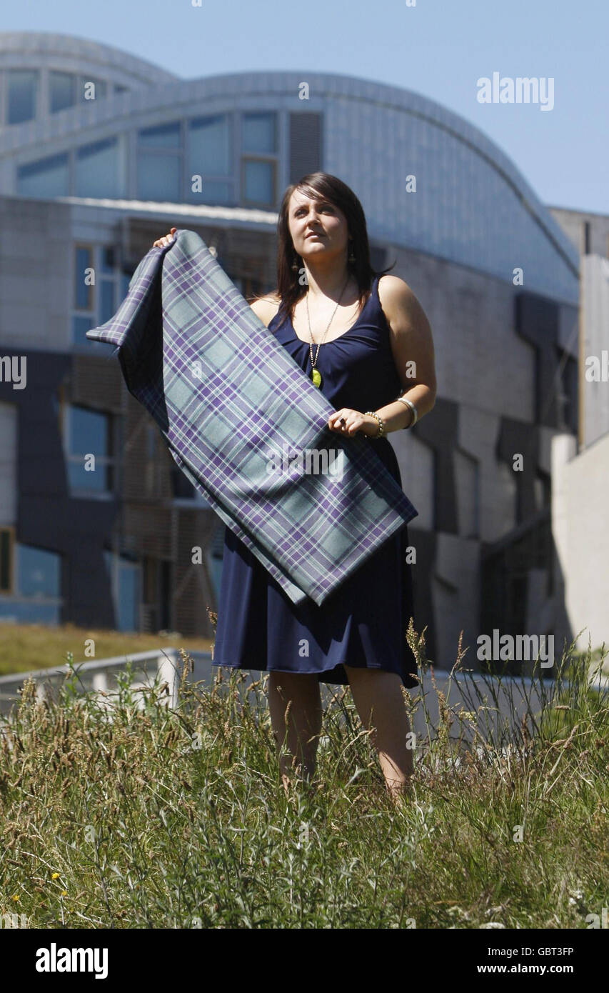 Textiles student Teri Scott with her winning parliament tartan outside ...
