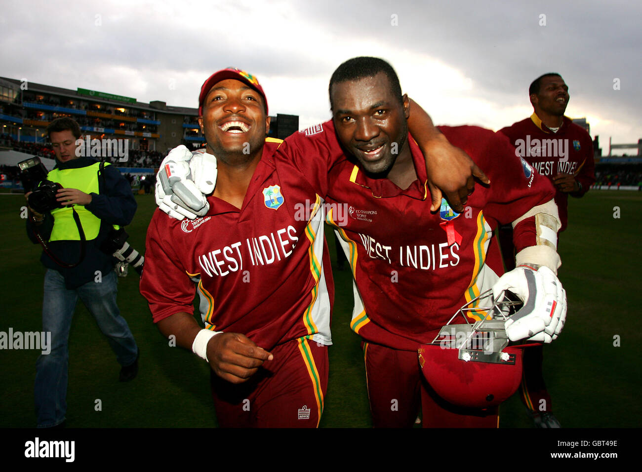 l-r West Indies' Brian Lara and the batsman who made the winning runs ...