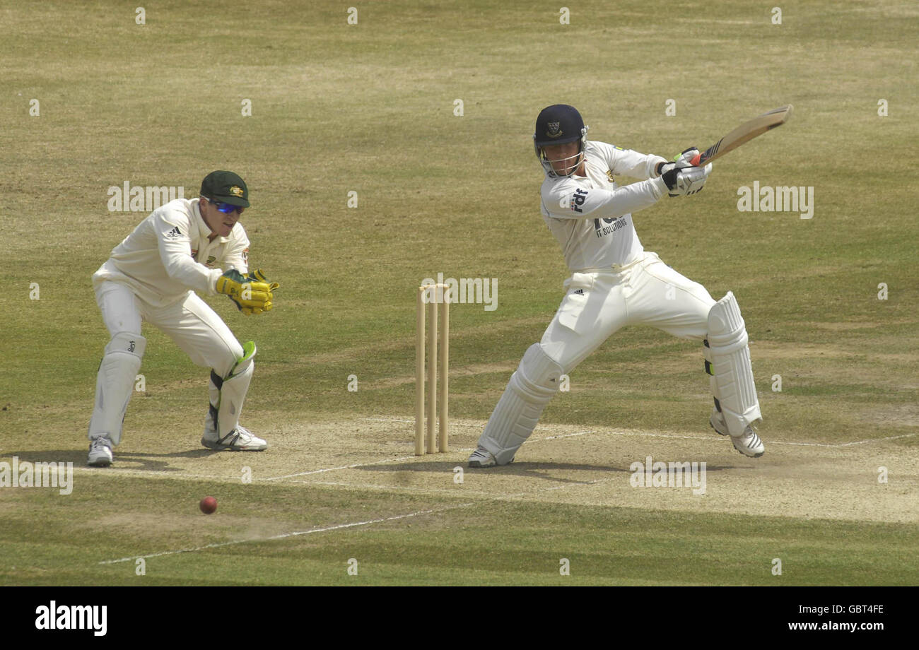 Sussex's Rory Hamilton-Brown (right) hits a four off the bowling of ...