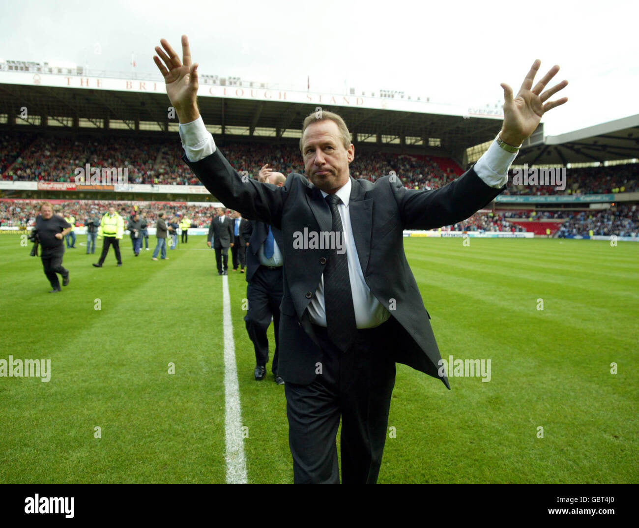 Former Nottingham Forest captain John McGovern salutes the fans as he ...