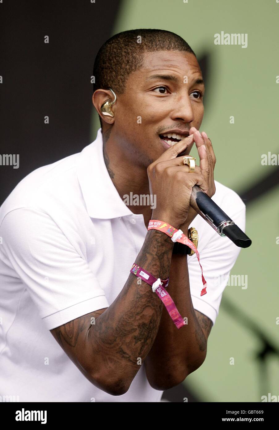 Pharrell Williams of N.E.R.D performing during the 2009 Glastonbury ...