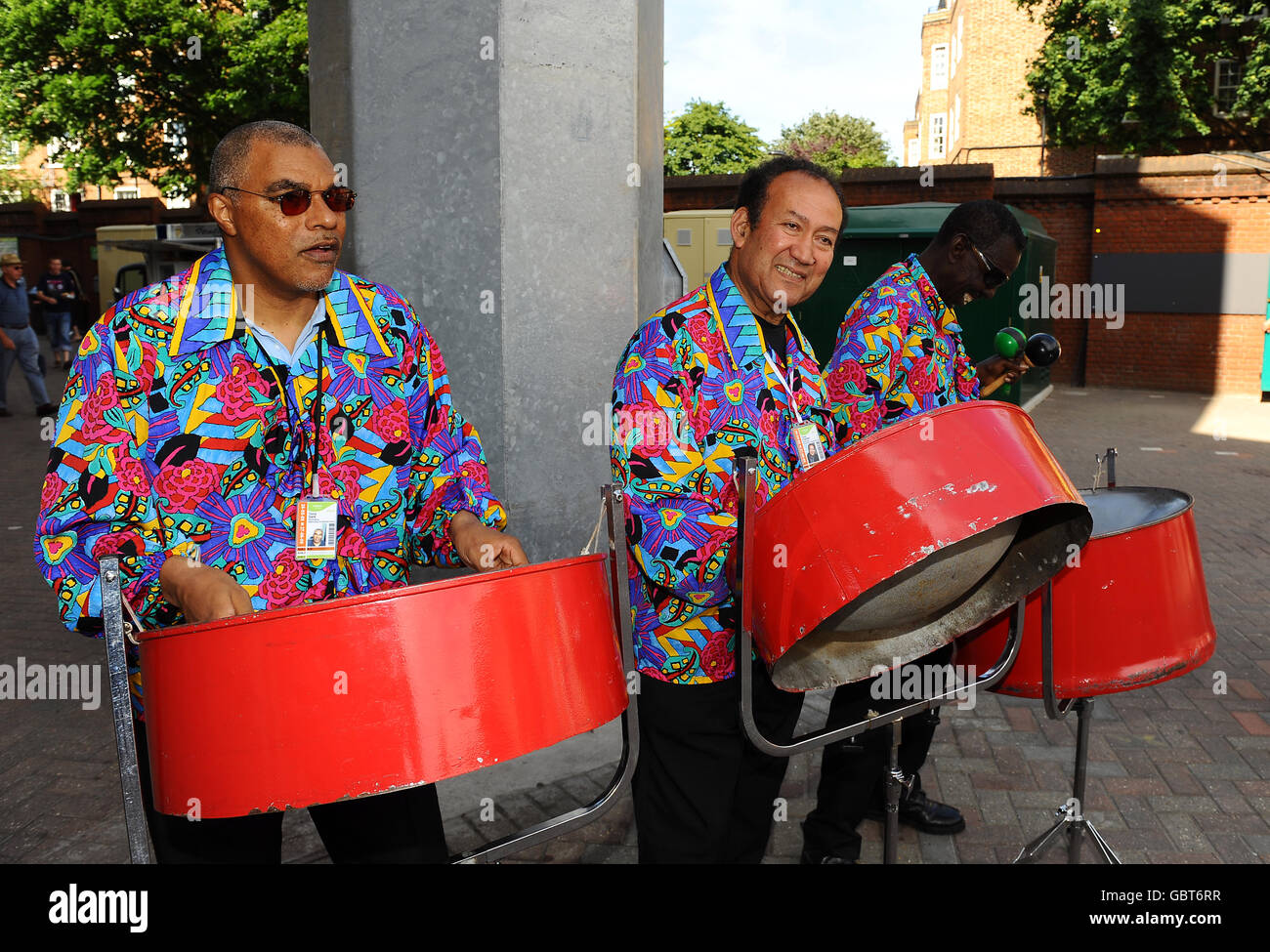 Members of a Steel Drum band play in the grounds before the start of ...