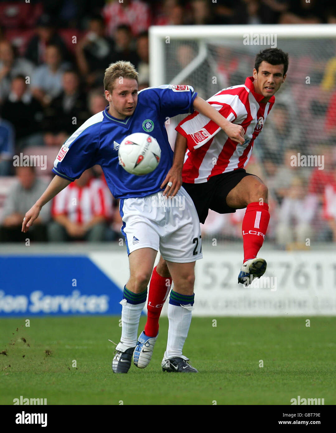 Lincoln citys richard butcher r and boston uniteds thomas mcmanus hi ...