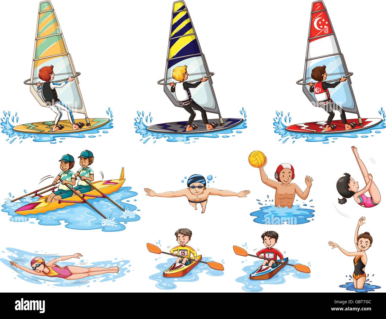 Set of water sports illustration Stock Vector Image & Art - Alamy