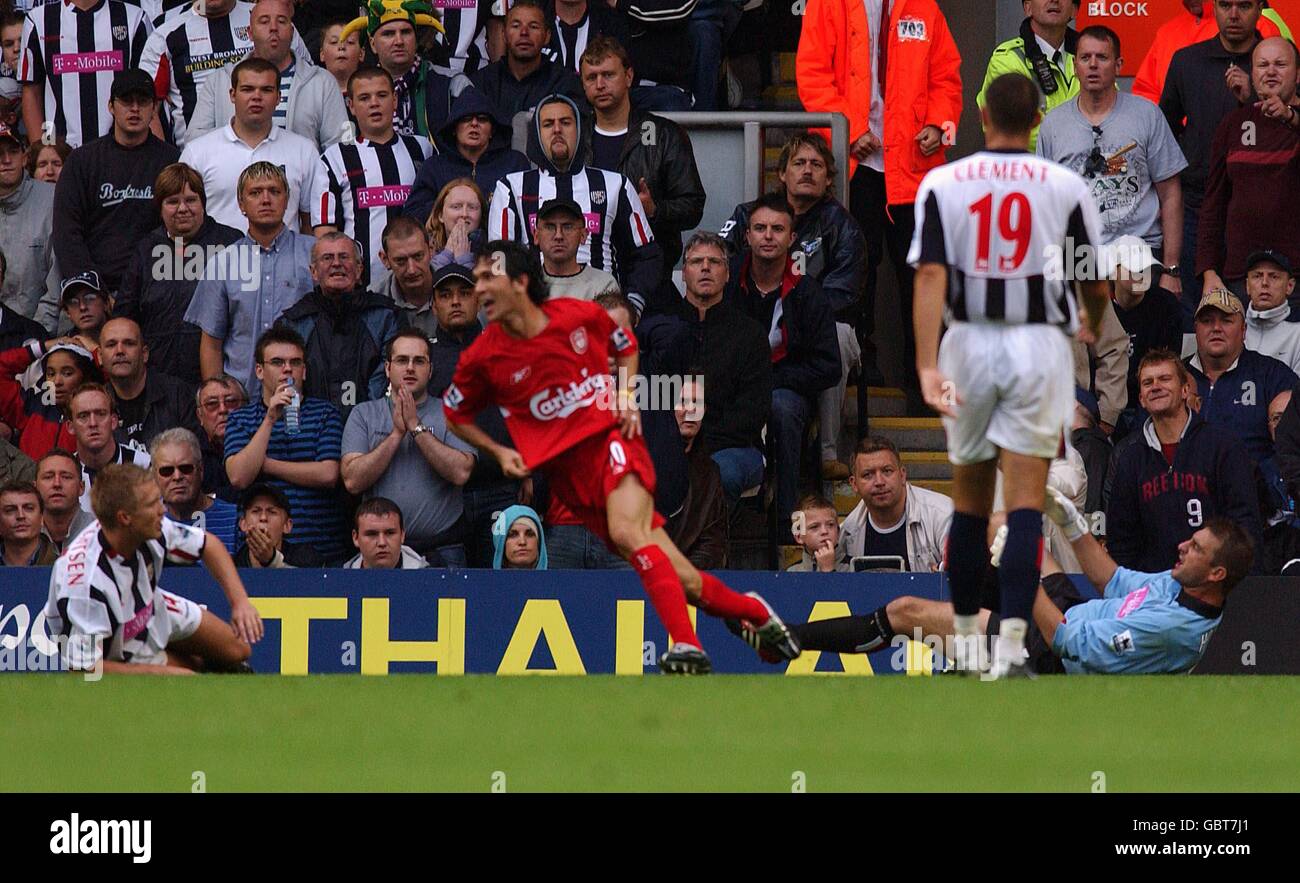 West Bromwich Albion's Martin Albrechtsen, Neil Clement and goalkeeper ...